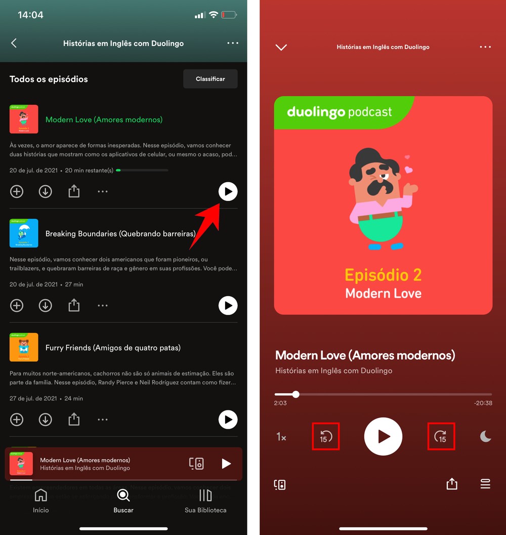 Podcast para aprender inglês: como ouvir episódios do Duolingo no Spotify