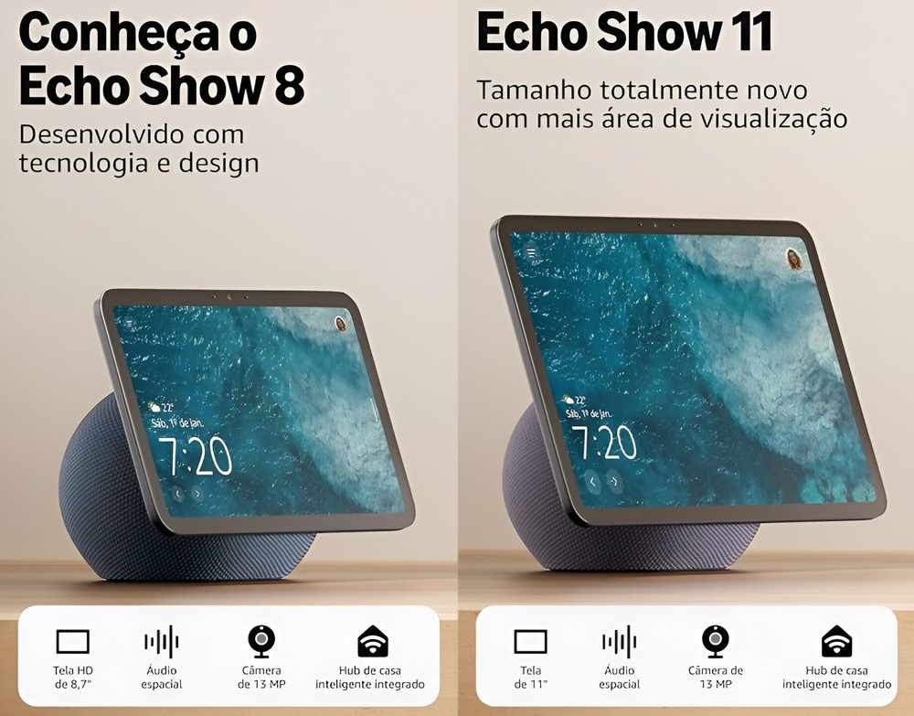 Novas Echo Show 8 e Echo Show 11: saiba tudo sobre as telas inteligentes