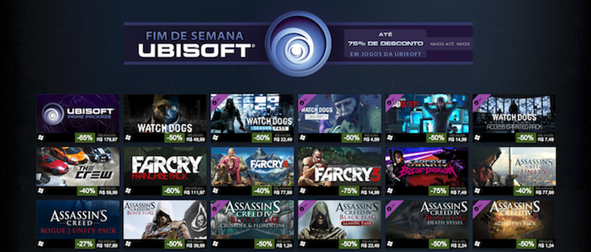 Ubisoft oferece grandes descontos em games de sucesso na Steam