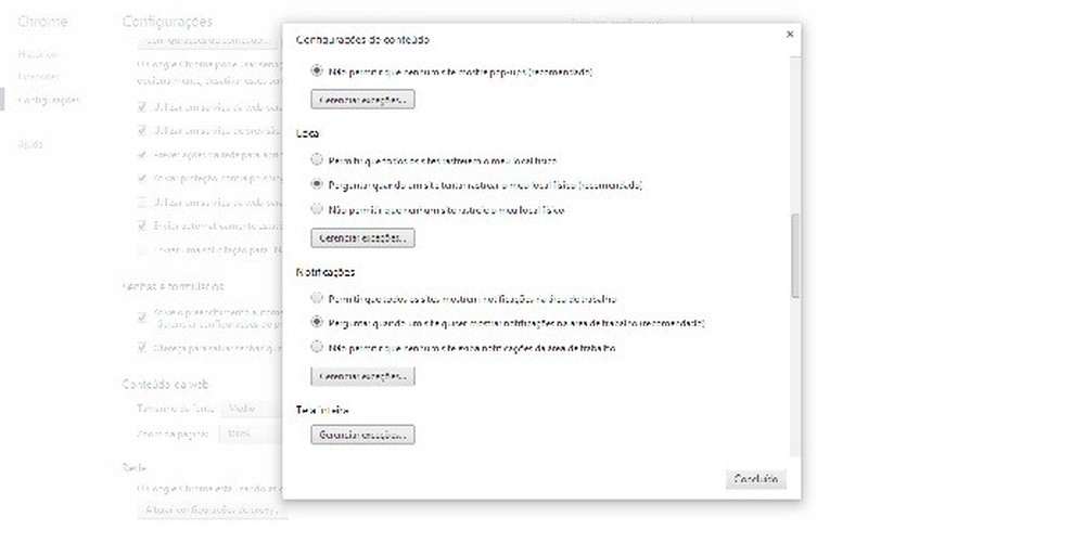 Como ajustar configurações de imagem, JavaScript e segurança no Chrome