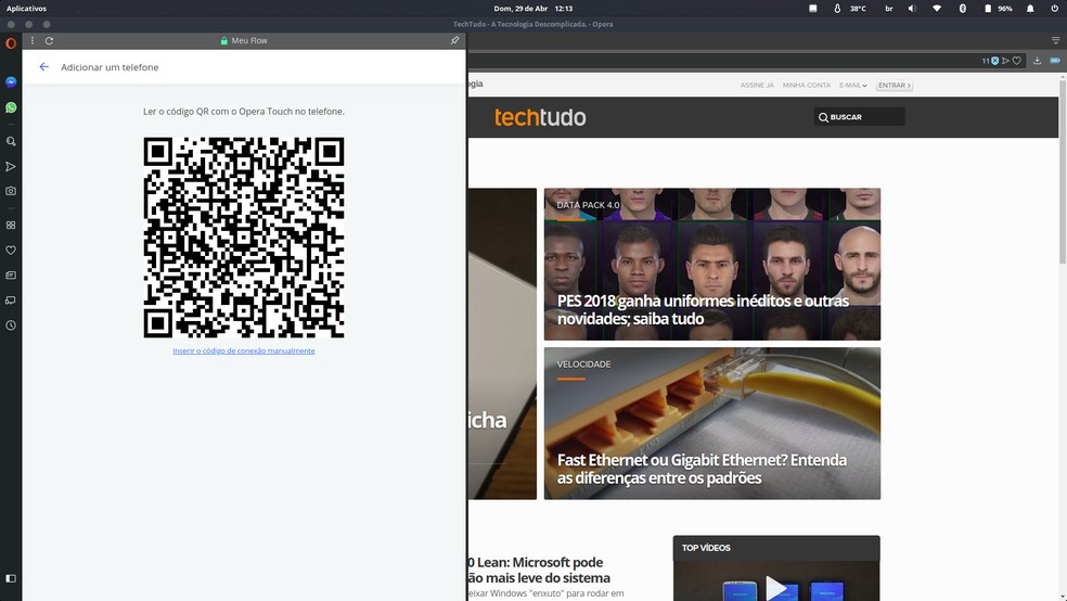 Como usar o Opera para compartilhar atividades entre celular e PC