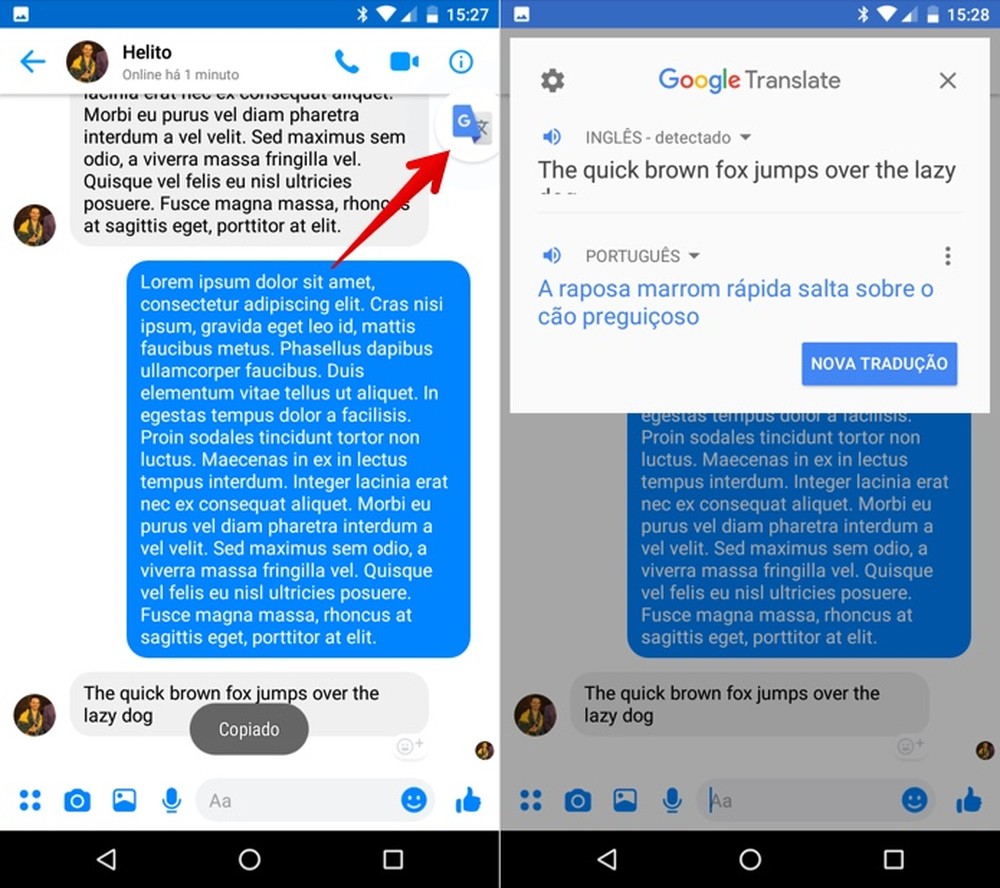 Como usar o Google Tradutor no Facebook Messenger