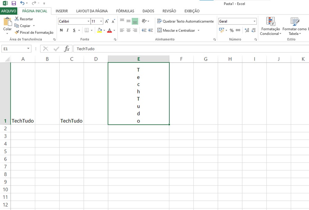 Como escrever na vertical no Excel