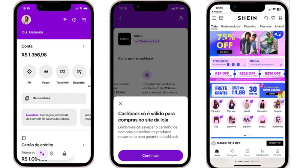 Nubank e SHEIN anunciam parceria com cashback no app do banco; confira