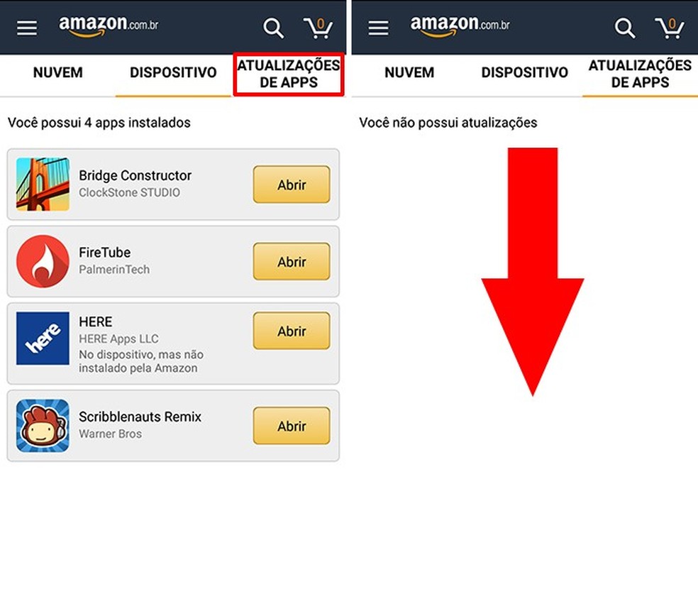 Como atualizar aplicativos na Amazon Appstore para Android