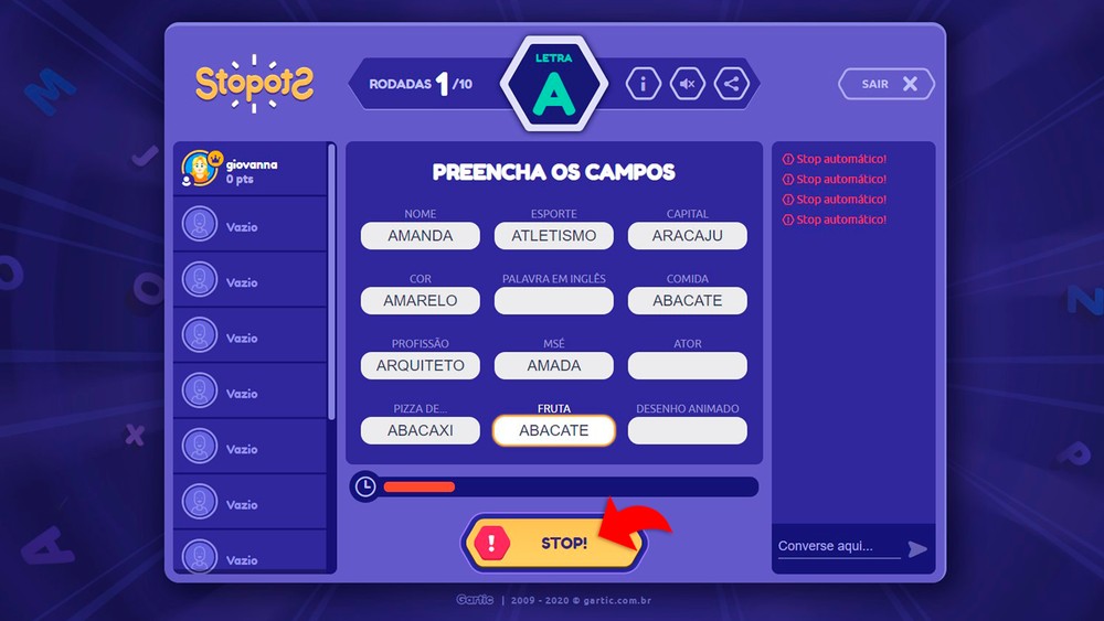 Como jogar Stop (adedonha) online com amigos