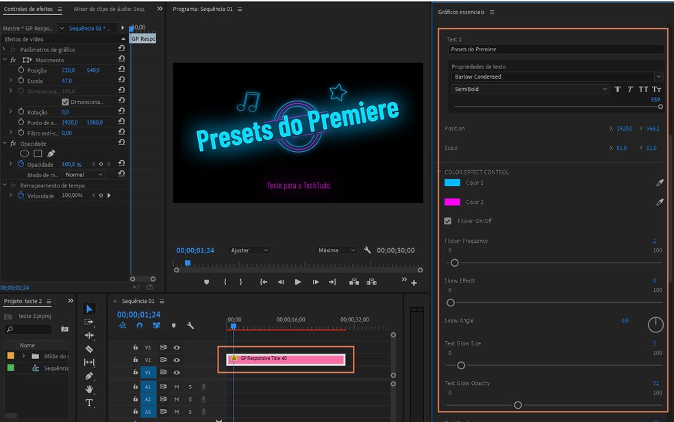 Como usar presets no Adobe Premiere 2020