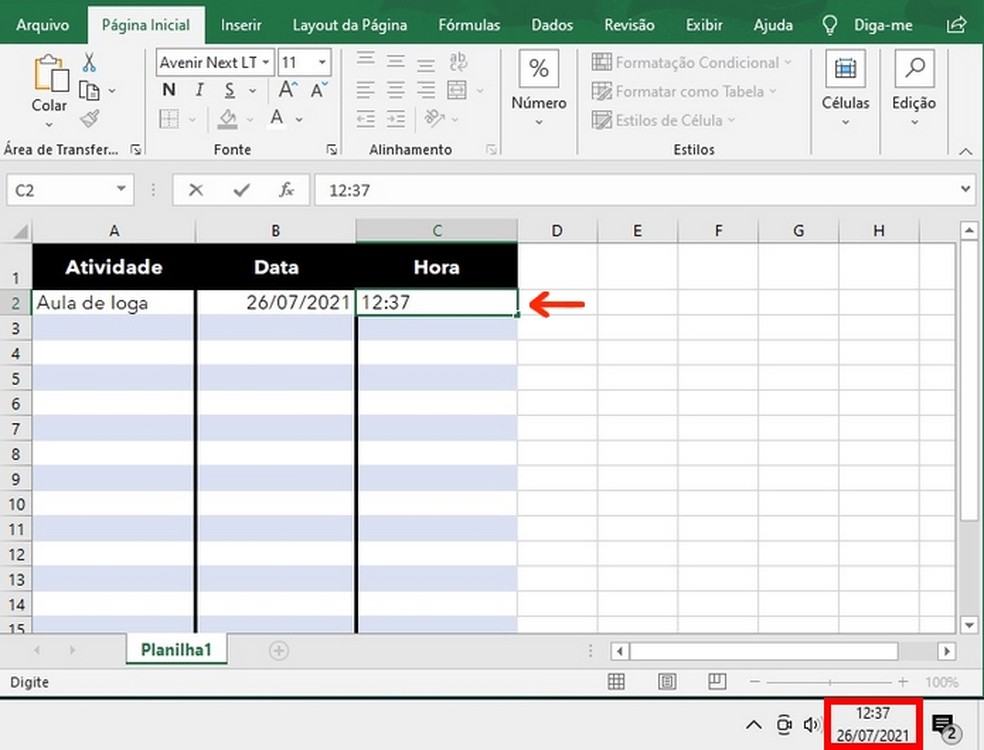 Como colocar data no Excel