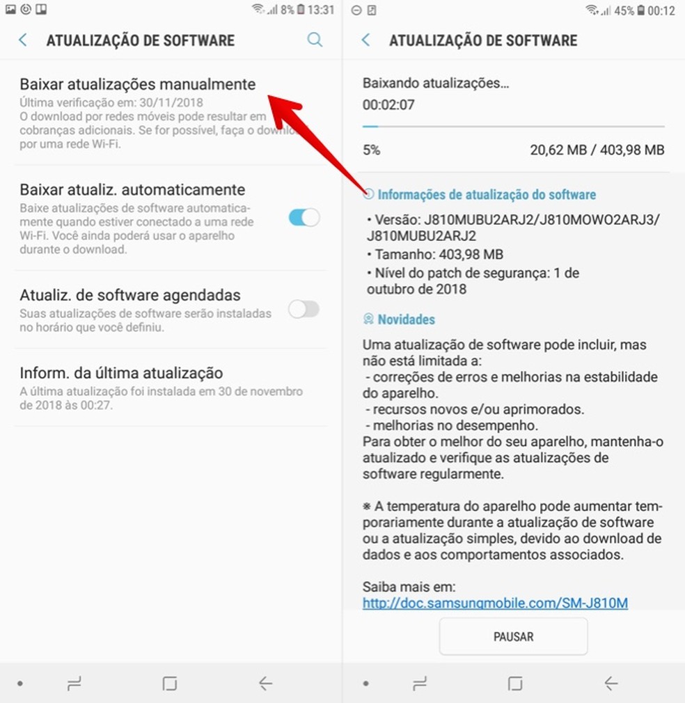 Galaxy J8 Como Atualizar O Android No Celular Samsung