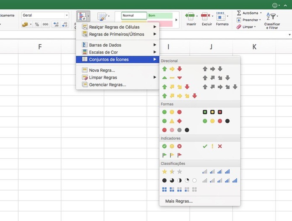 Como inserir ícones ao lado de valores em células no Excel