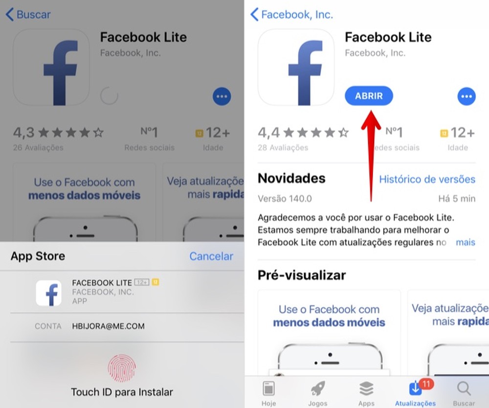 Como baixar e usar o Facebook Lite para iPhone (iOS)