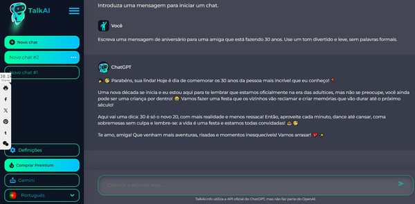 TalkAI: tudo sobre chatbot de IA com padrão do ChatGPT
