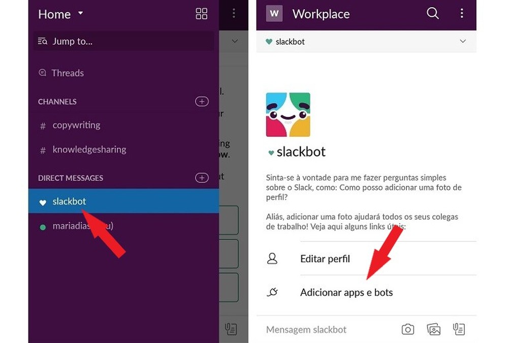 Como usar o app Slack no celular