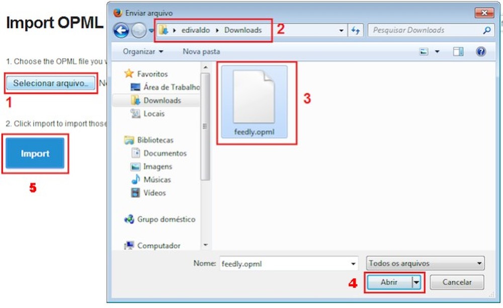 Como exportar e importar arquivos de feeds em formato OPML no Feedly