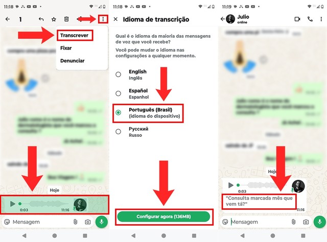 Como transcrever áudio do WhatsApp no celular e no PC