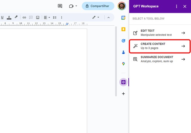 Truque com ChatGPT no Google Docs permite criar textos do zero; aprenda
