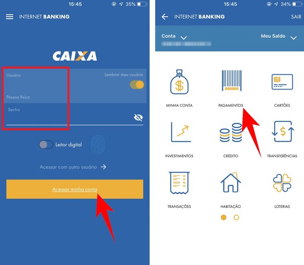 Como pagar conta pelo celular no app da Caixa
