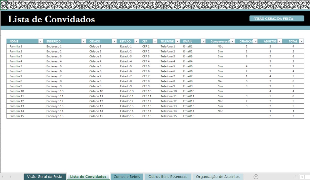 Como baixar e usar planilha de festa de quinze anos simples no Excel