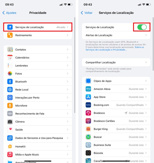 Como ativar localização no iPhone