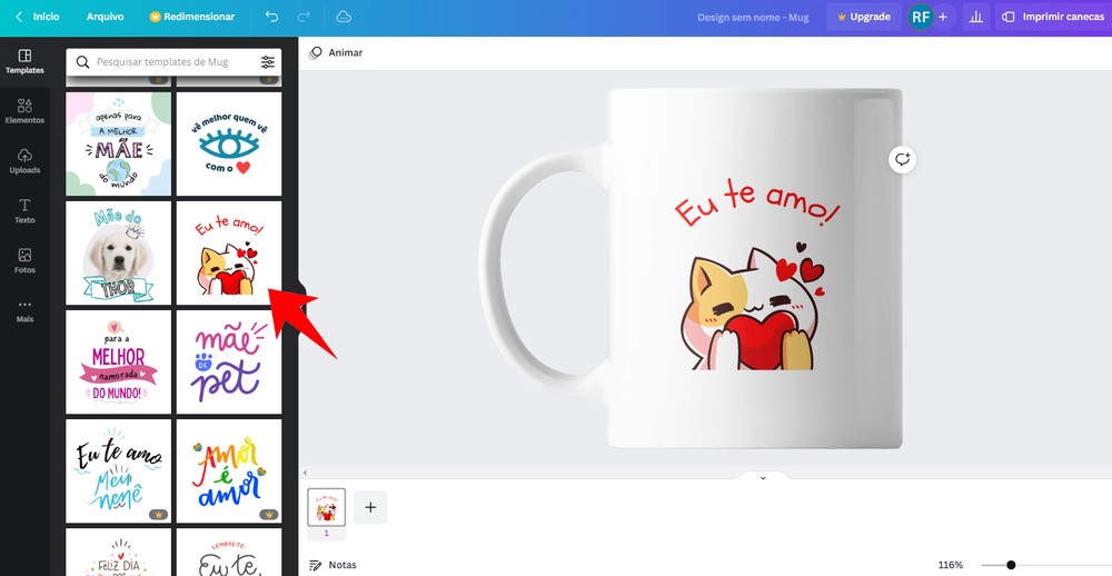 Como estampar canecas pelo Canva