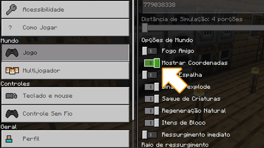 Como ver as coordenadas no Minecraft