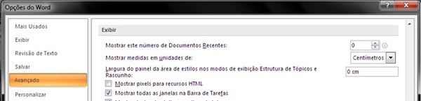 Como limpar a lista de arquivos recentes do Word