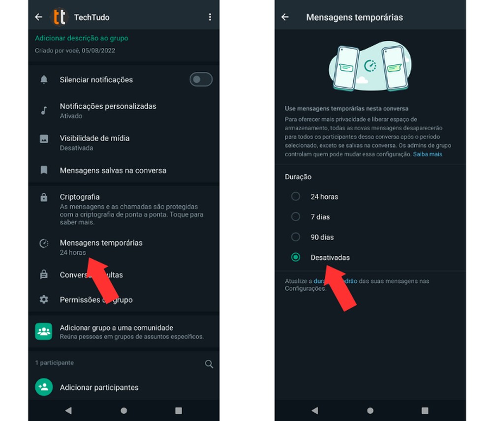 WhatsApp: como ativar e desativar mensagem temporária no app