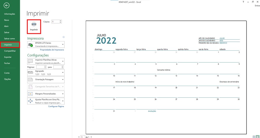 Calendário no Excel: como personalizar modelo editável em qualquer ano