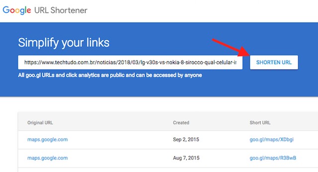 Como encurtar uma URL com o Google (goo.gl)