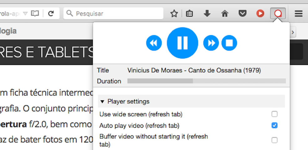 Extensão do Firefox controla música do YouTube a partir de outra aba