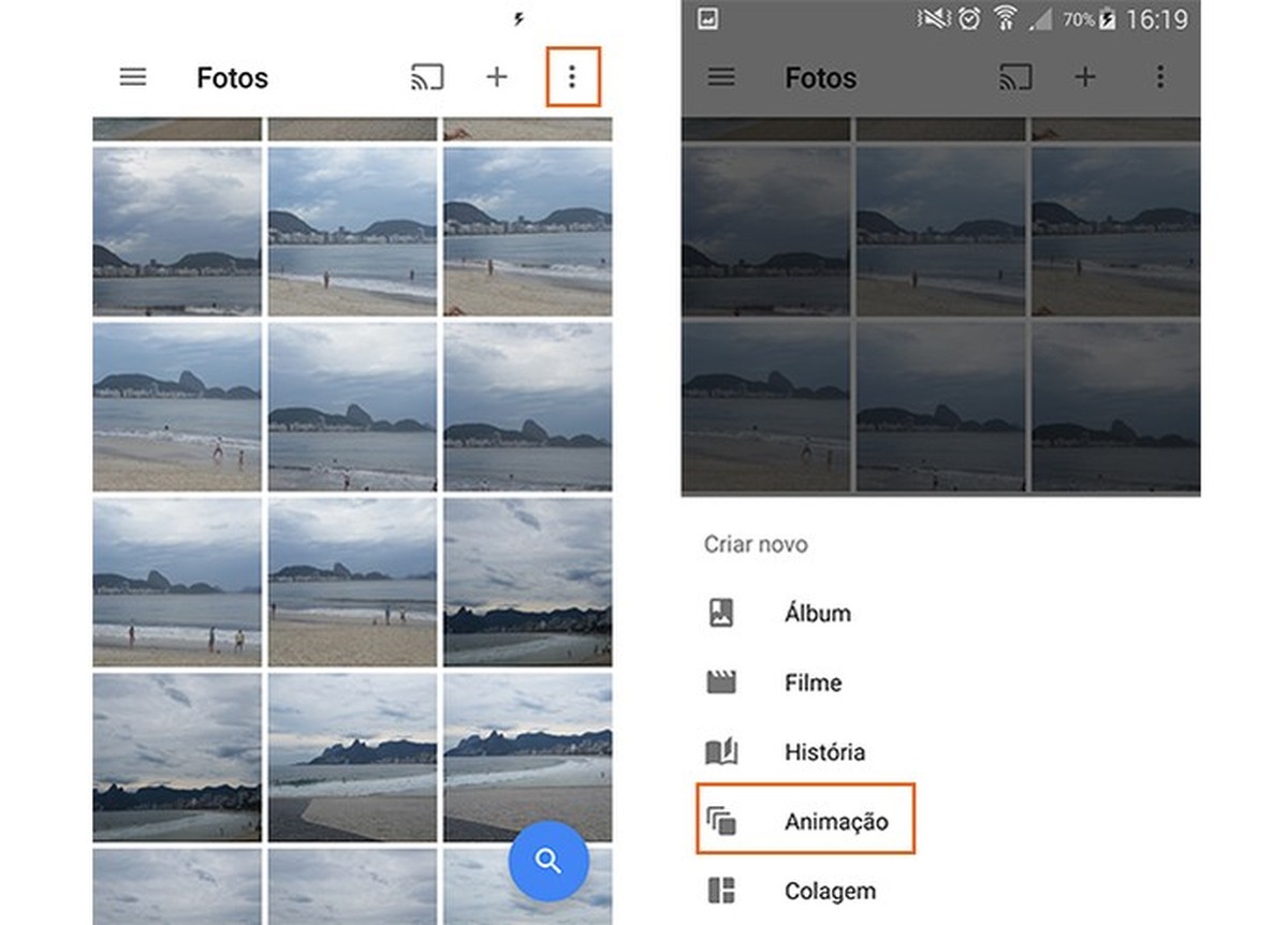 Como fazer um GIF animado com as imagens no Google Fotos