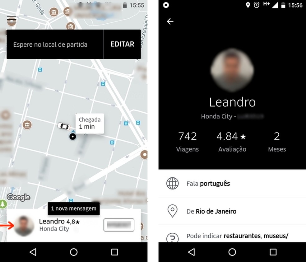 Como checar o perfil completo do motorista da Uber