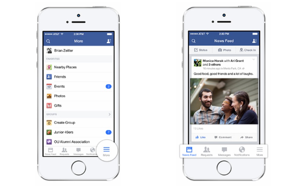 App do Facebook para iPhone e iPad é atualizado para 'combinar' com iOS 7