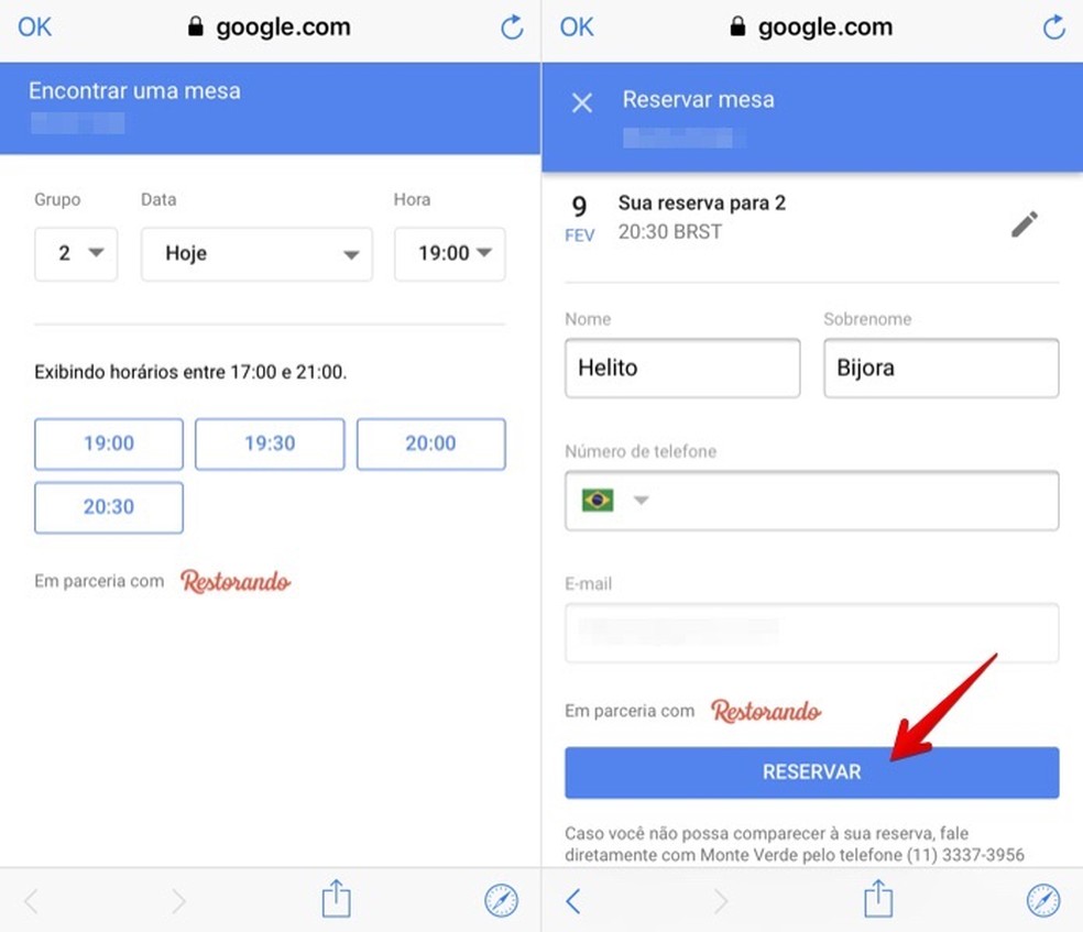 Restaurante no Google Maps: como fazer reserva pelo celular