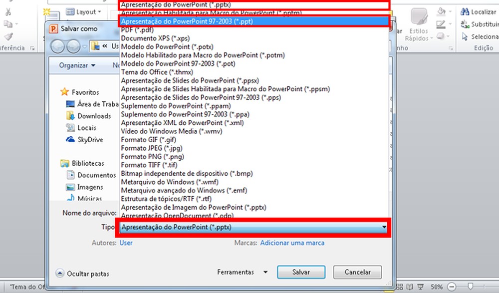 Como converter PPTx em PPT