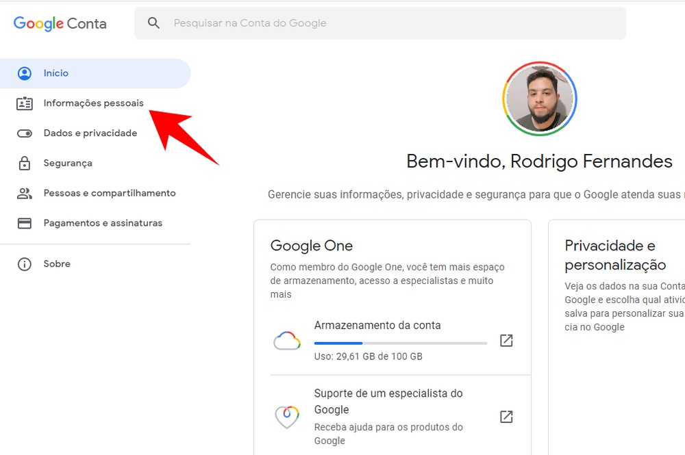 Como mudar data de nascimento na conta Google