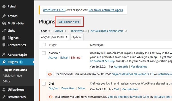 Como instalar plugins em blogs WordPress