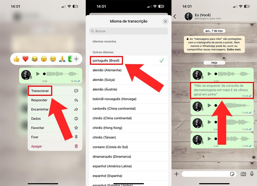 Como transcrever áudio do WhatsApp no celular e no PC