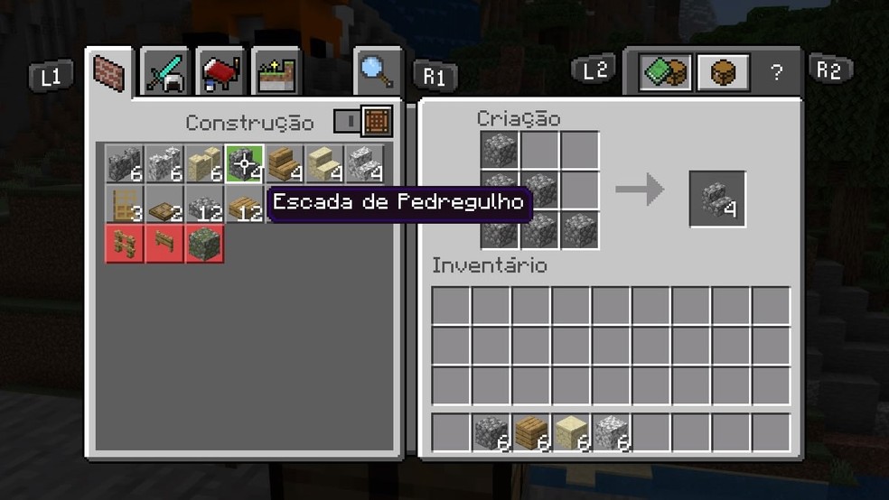Como fazer escada no Minecraft